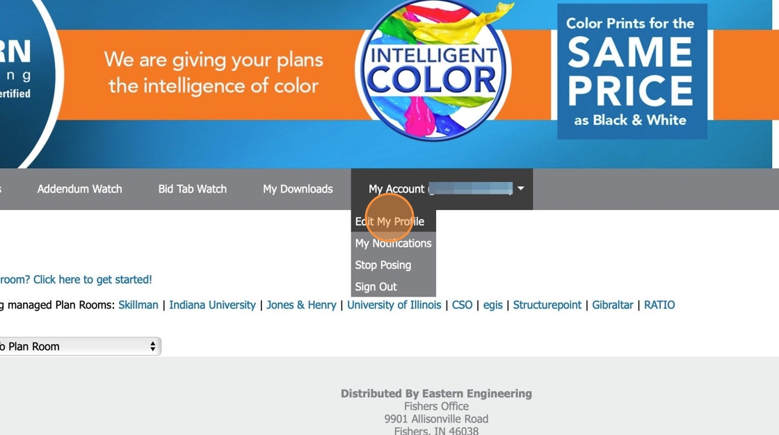 How to Update Your User Profile on the Plan Room - Eastern Engineering